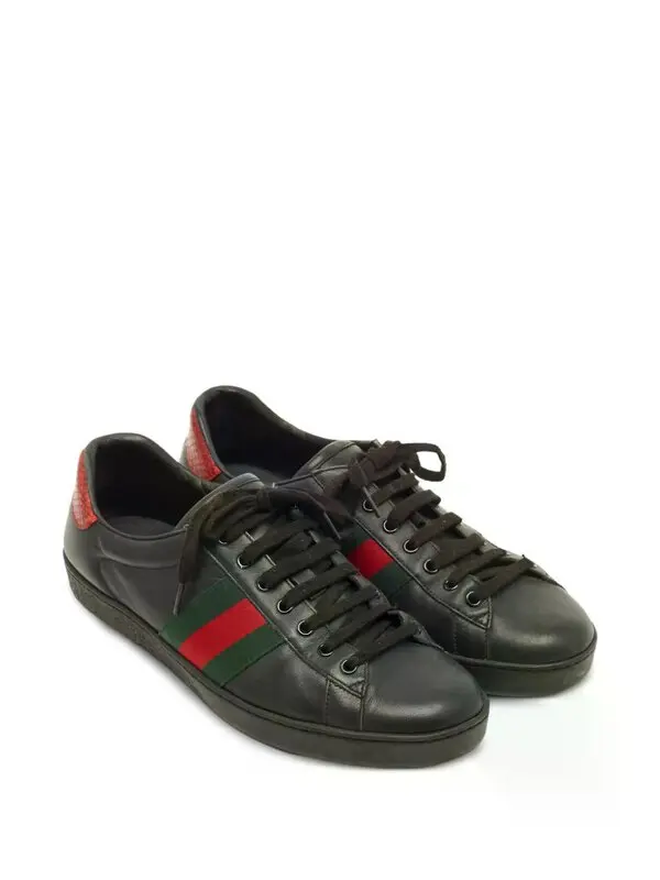 Gucci Ace Web Stripe Sneakers - Black