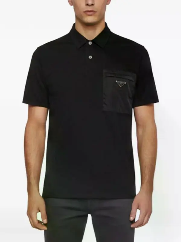 Prada Re-nylon Patch Pocket Polo Shirt - Black