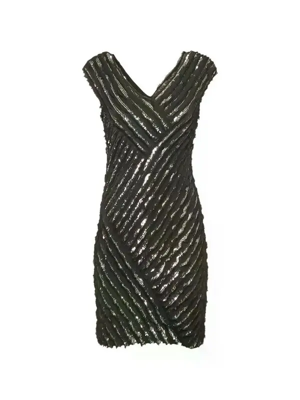 Roberto Cavalli Sequin Embellished V-neck Mini Dress - Black