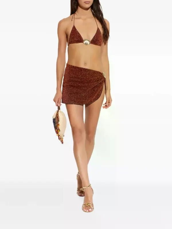 Oseree Lumière Shell Pareo Mini Skirt - Brown