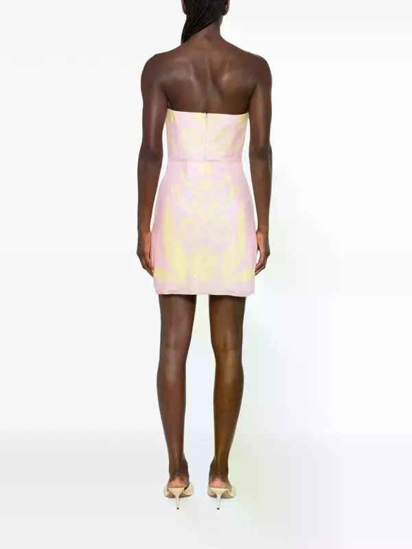 CALA DE LA CRUZ Jolie Strapless Graphic-print Mini Dress - Pink