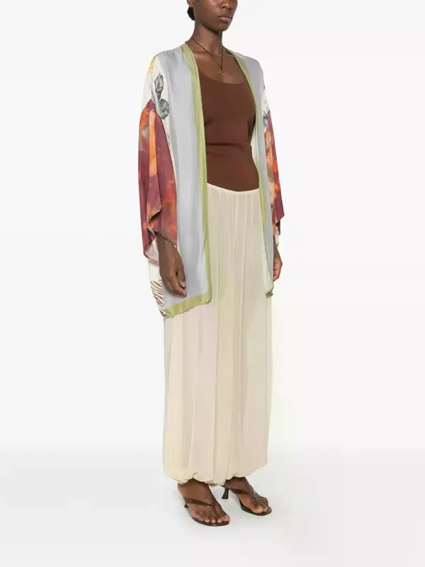 ANNA MOLINARI Open-front Floral Print Jacket With Zebra Trim