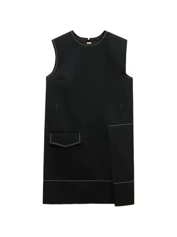 Marni Wool Wrap-effect Mini Dress With Pocket - Black
