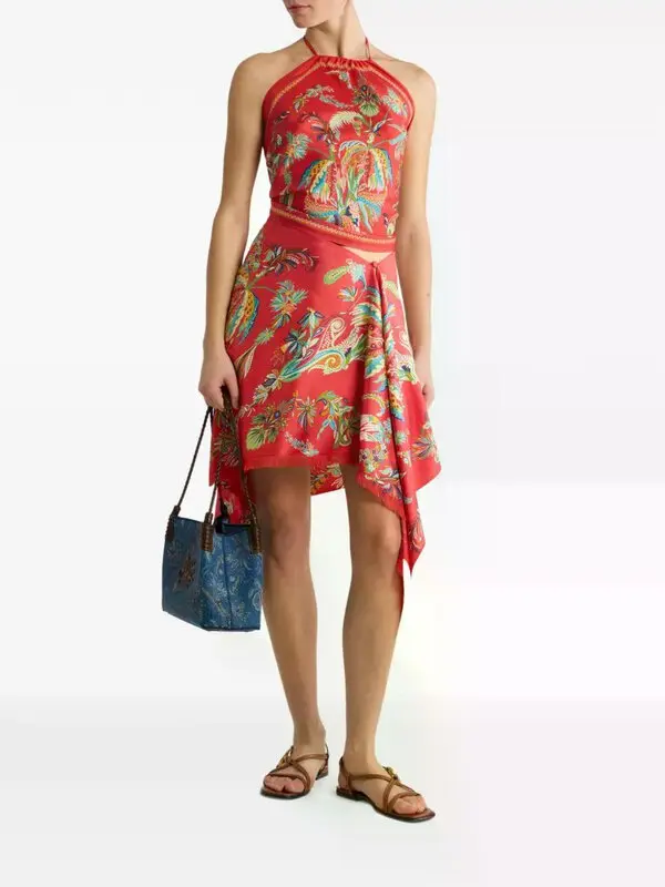 Etro Paisley-print Fringed Silk Skirt