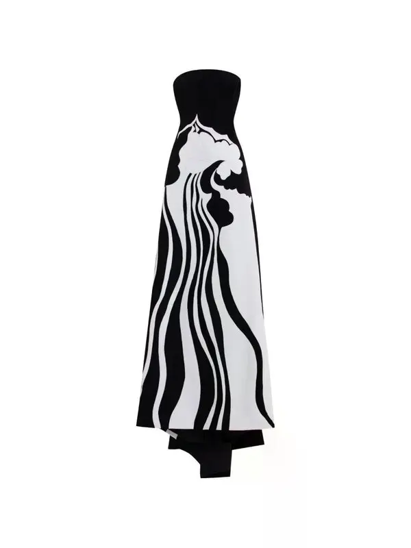 SAIID KOBEISY Strapless Embroidered Crepe Maxi Dress - Black
