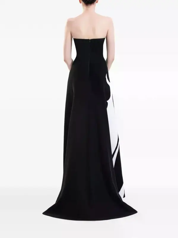 SAIID KOBEISY Strapless Embroidered Crepe Maxi Dress
