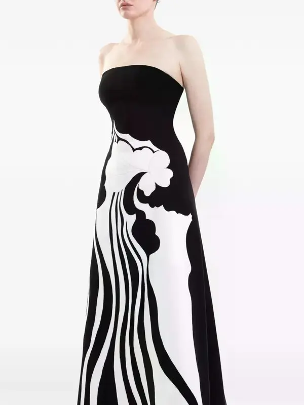 SAIID KOBEISY Strapless Embroidered Crepe Maxi Dress
