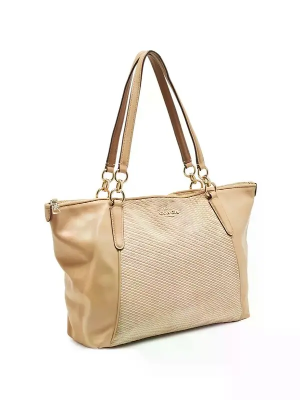 COACH Ava Canvas Calf Leather Tote Bag