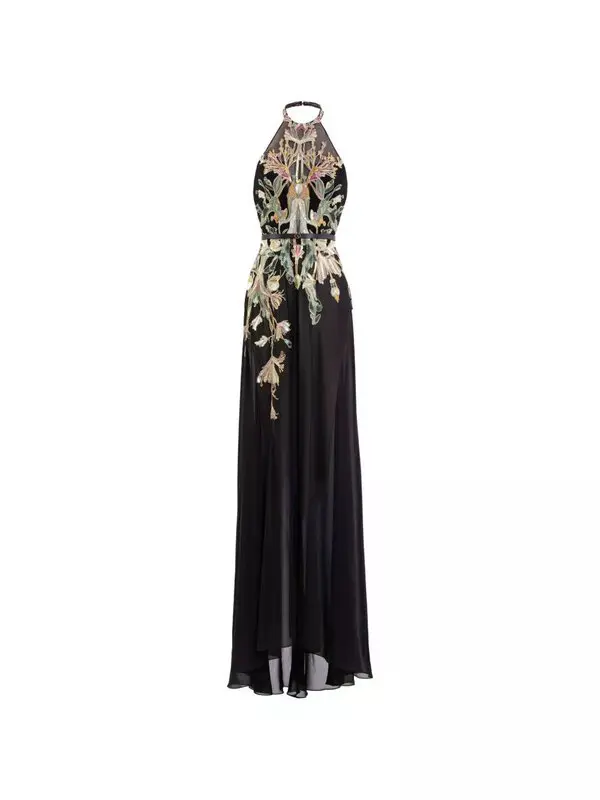 SAIID KOBEISY Sleeveless Maxi Dress With Floral Embroidery - Black