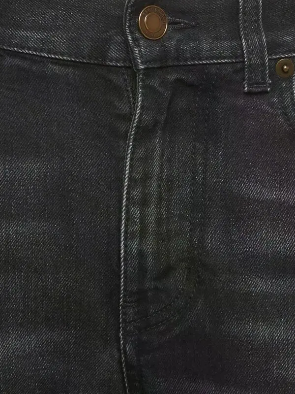 Saint Laurent Straight Leg Frayed Hem Jeans