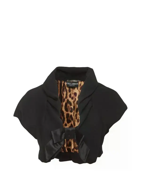 Dolce & Gabbana Cropped Leopard Print Jacket - Black
