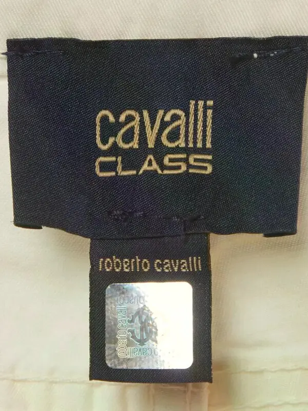 Roberto Cavalli Cream White Slim Fit Trousers