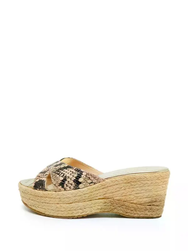 JIMMY CHOO Dovina Python-embossed Espadrille Sandals - Neutrals