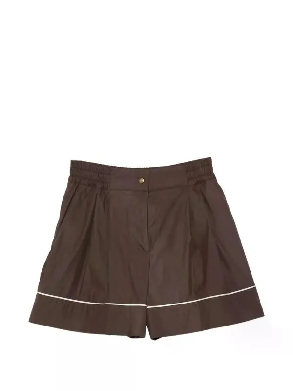 Moncler Logo Patch Shorts With Piped Trim - Brown