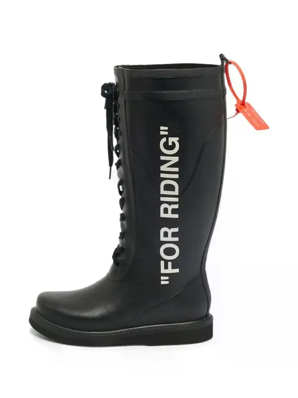 Off-White Quote Motif Lace-up Boots - Black