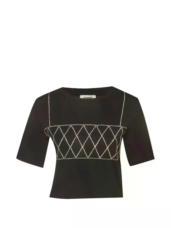 Sandro Embellished Cropped T-shirt