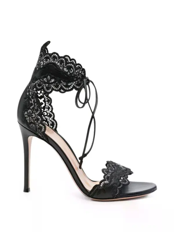 GIANVITO ROSSI Evie Lace-trim Sandals - Black