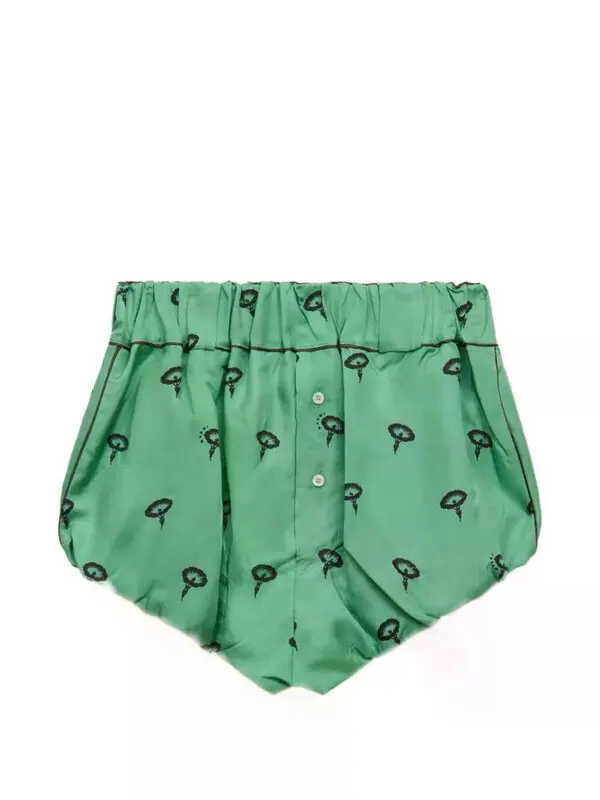 Marni Silk Twill Bloomers With Floral Print - Green