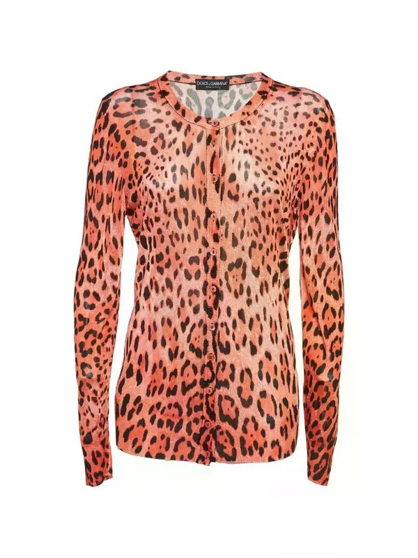 Dolce & Gabbana Leopard-print Knit Cardigan - Orange