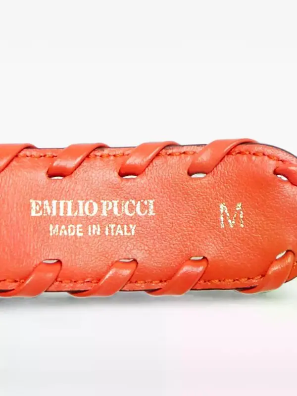 Emilio Pucci Abstract Print Whipstitch Round Buckle Belt