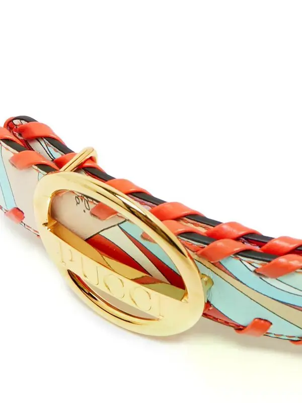 Emilio Pucci Abstract Print Whipstitch Round Buckle Belt