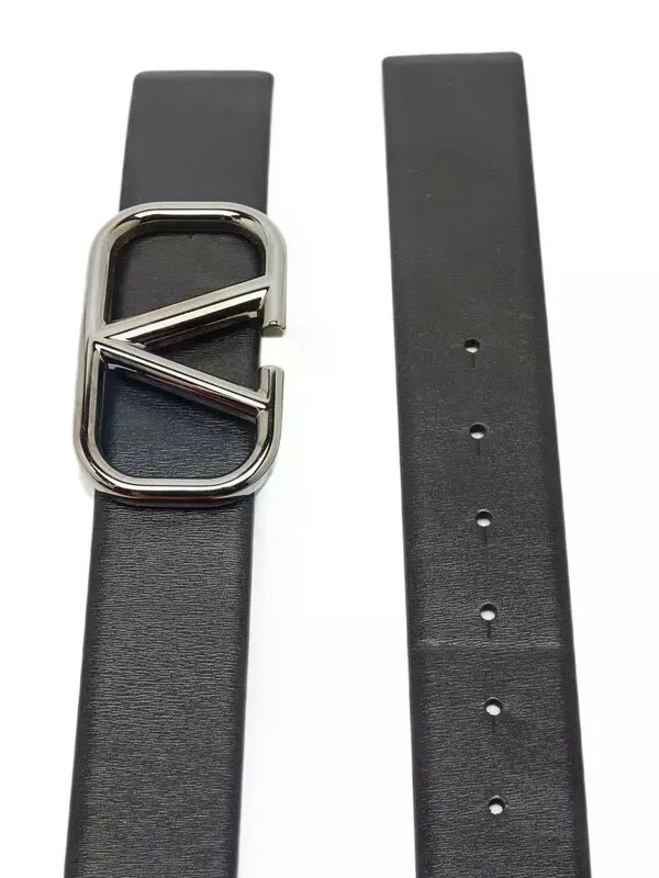 Valentino Garavani Vlogo Leather Belt - Black