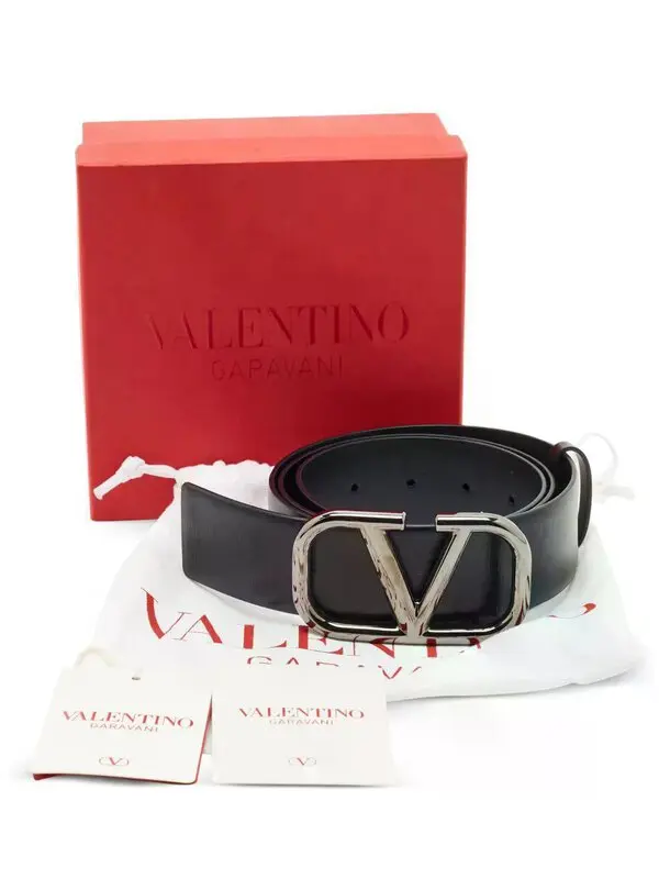 Valentino Garavani Vlogo Leather Belt - Black