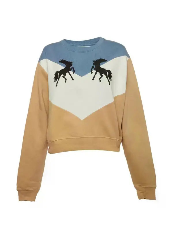 Off-White Cropped Horse Motif Sweatshirt