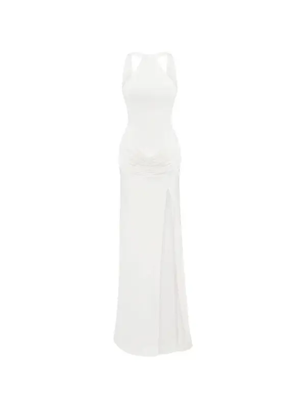 OCCLEUS Merelyn Draped-design Slit-detail Maxi Dress - Neutrals