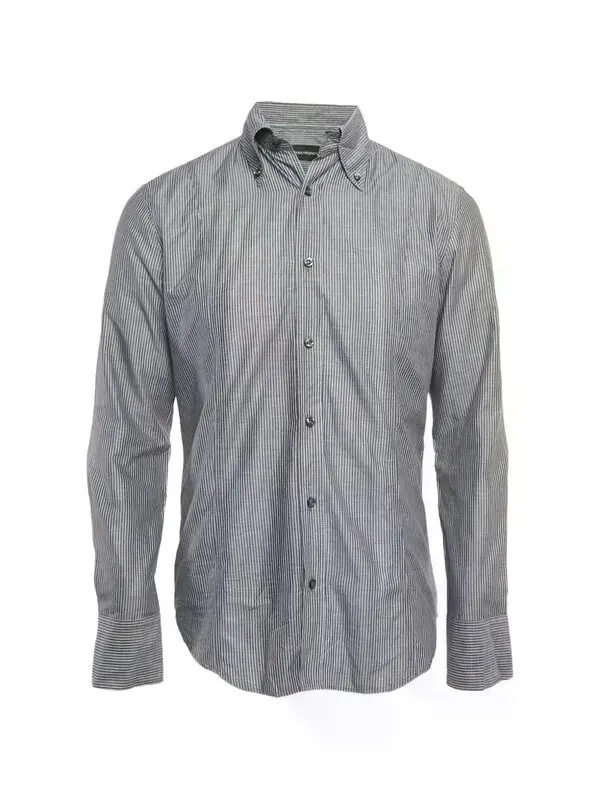 Emporio Armani Striped Button-front Shirt - Grey