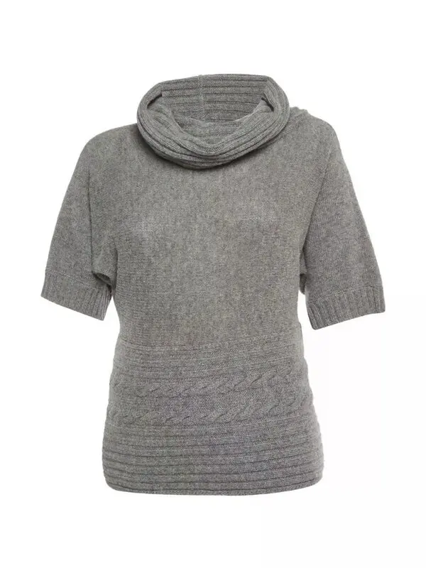Max Mara Mock Neck Short Sleeve Sweater - Grey