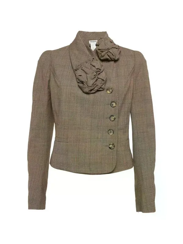 Sonia Rykiel Paris Prince Of Wales Floral-appliqué Blazer - Brown