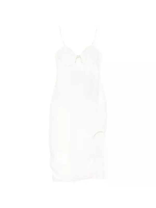 Farm Rio Shell Appliqué Pearl Detail Dress - White