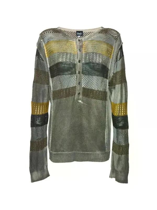 D&G PREOWNED Striped Half-button Sweater - Grey