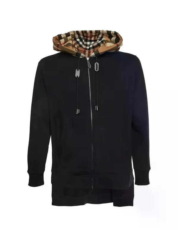 Burberry Check-pattern Zip-up Hoodie - Black