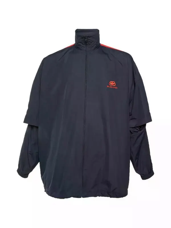 Balenciaga Oversized Windbreaker With Stripe Detail - Black