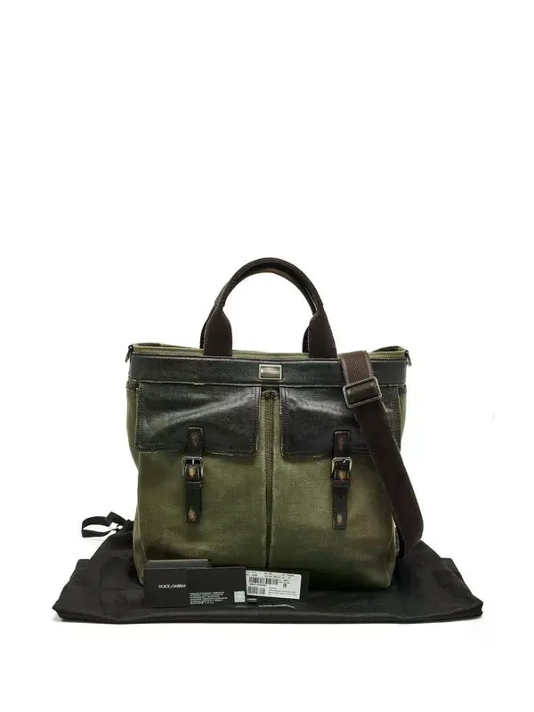 Dolce & Gabbana Distressed Canvas Tote Bag - Green
