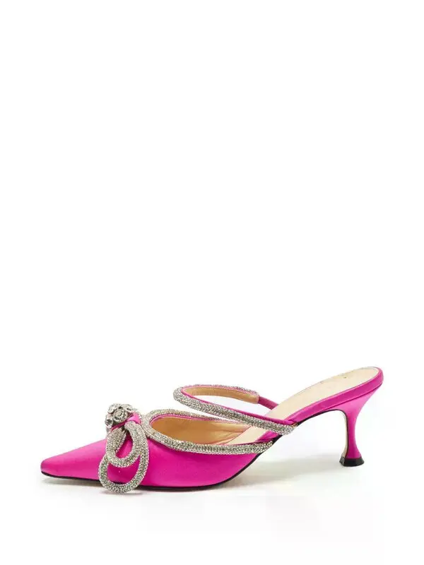 Mach & Mach Double Bow Heeled Mules - Pink