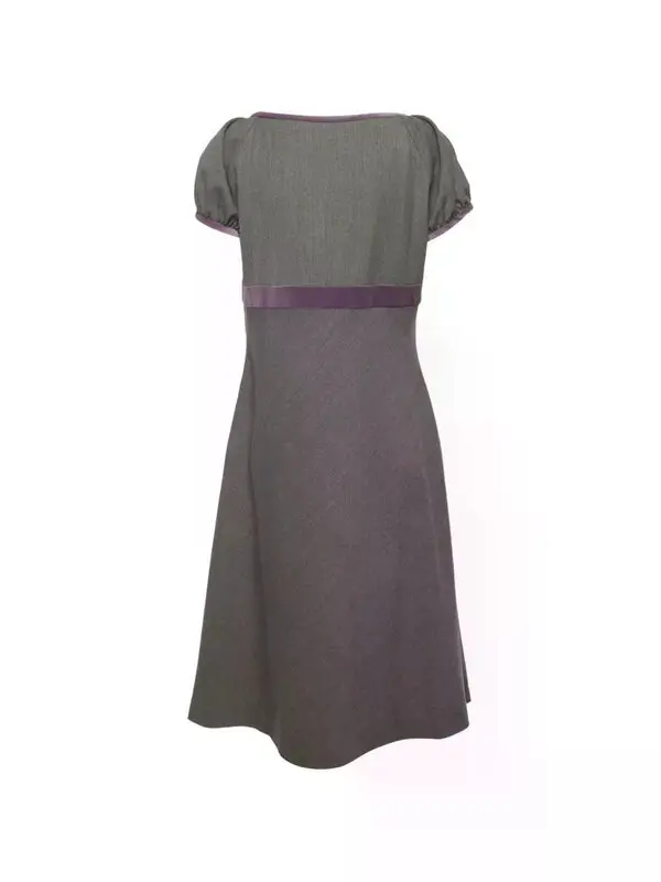 Valentino Garavani Empire Waist Dress With Velvet Trim - Grey