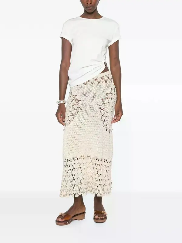 Rabanne Crochet Bead Embellished Maxi Skirt