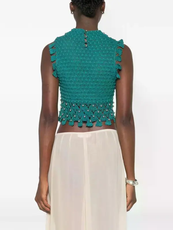Rabanne Crochet Knit Sphere Embellished Top