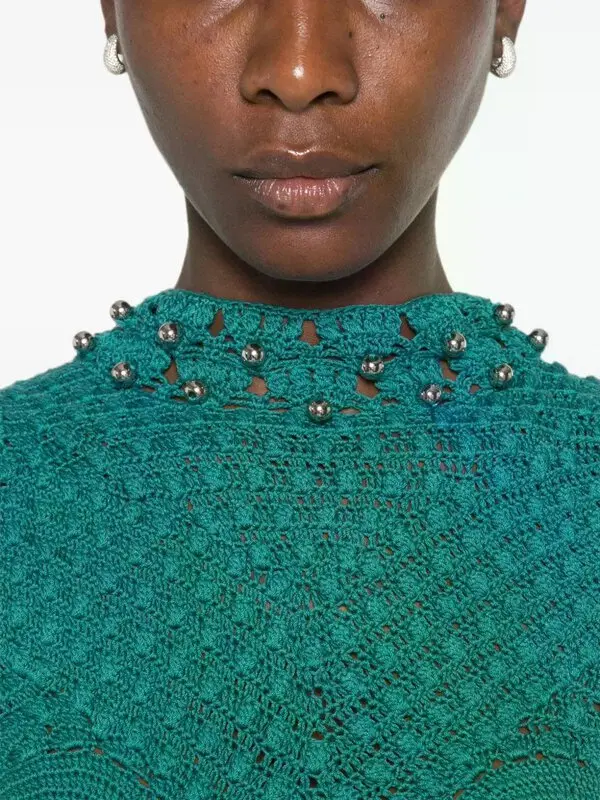 Rabanne Crochet Knit Sphere Embellished Top