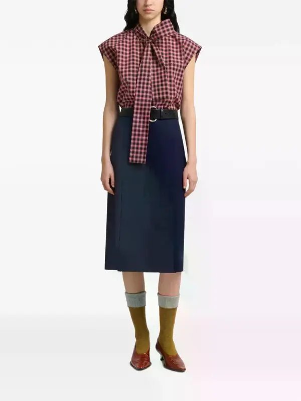 Marni Deep Techno Wool Skirt With Pleats