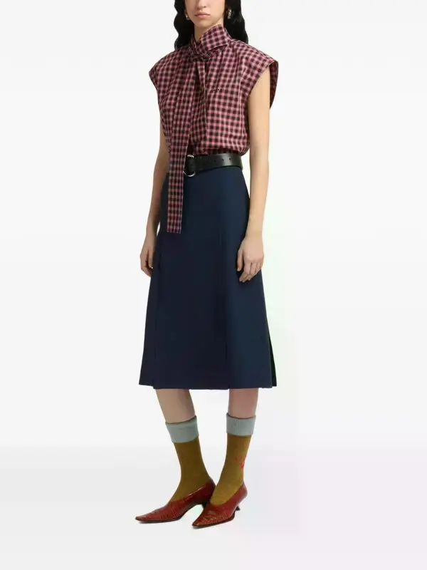 Marni Deep Techno Wool Skirt With Pleats
