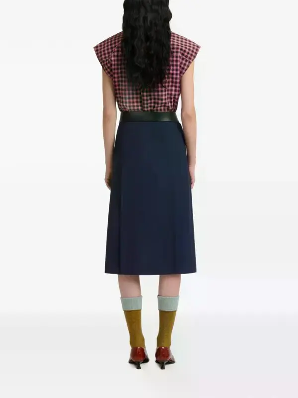 Marni Deep Techno Wool Skirt With Pleats