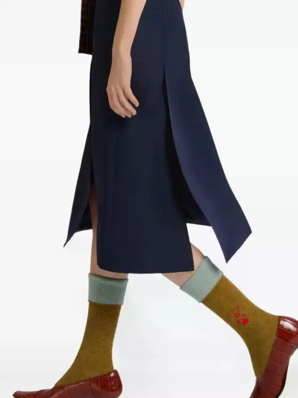 Marni Deep Techno Wool Skirt With Pleats