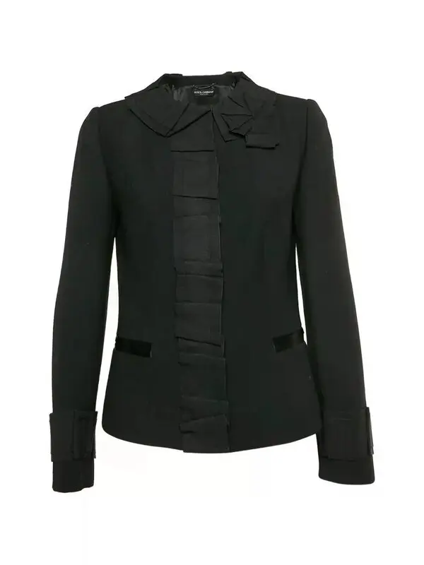 Dolce & Gabbana Wool Ruffle Trim Jacket - Black