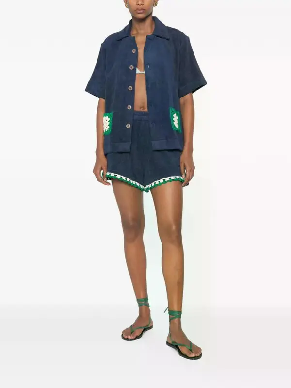 TERRY PUESTO Crochet Trim Patch Pocket Shirt