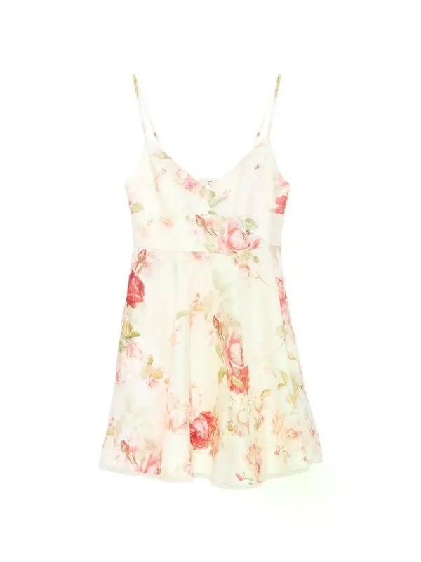 Zimmermann Floral Print V-neck Spaghetti Strap Dress - Neutrals