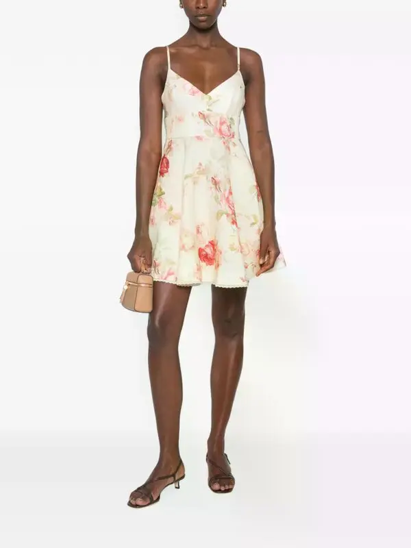 Zimmermann Floral Print V-neck Spaghetti Strap Dress